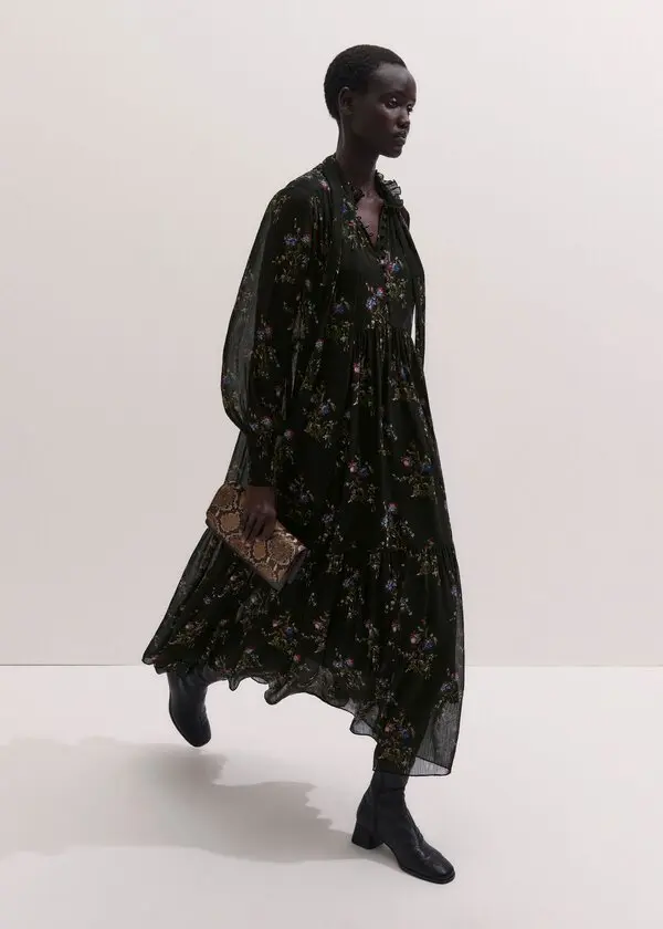 ME+EM Wild Winter Floral Print Maxi Dress With Cami + Belt