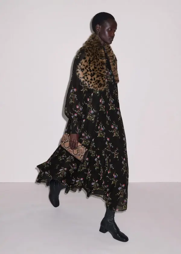 ME+EM Wild Winter Floral Print Maxi Dress With Cami + Belt