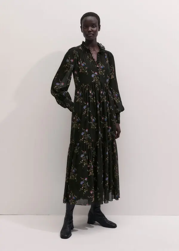 ME+EM Wild Winter Floral Print Maxi Dress With Cami + Belt