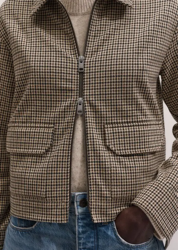 ME+EM Relaxed Zip Front Houndstooth Jacket