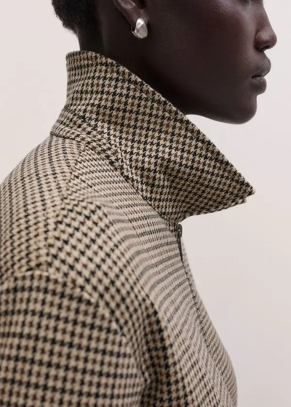 ME+EM Relaxed Zip Front Houndstooth Jacket