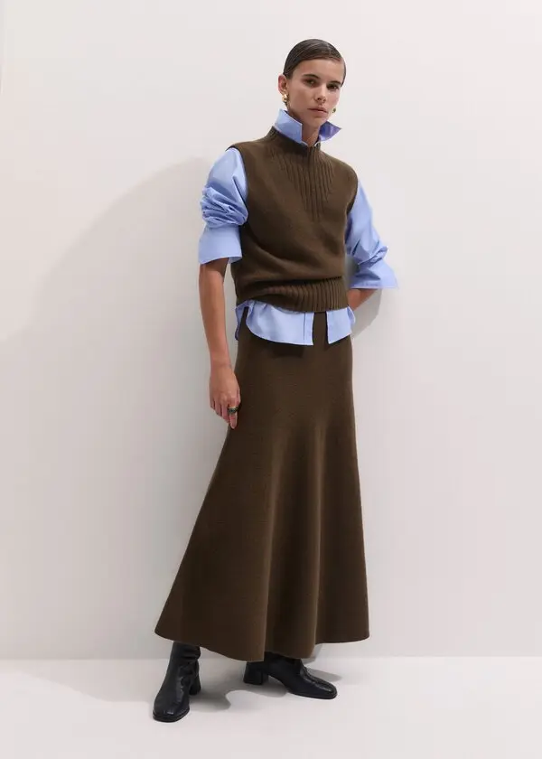 ME+EM Felted Merino Relaxed Knit Maxi Skirt