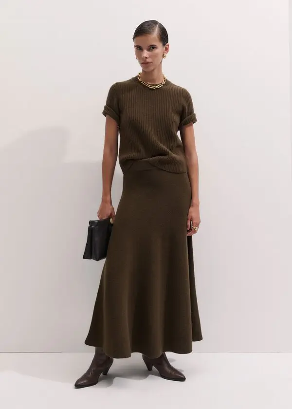 ME+EM Felted Merino Relaxed Knit Maxi Skirt