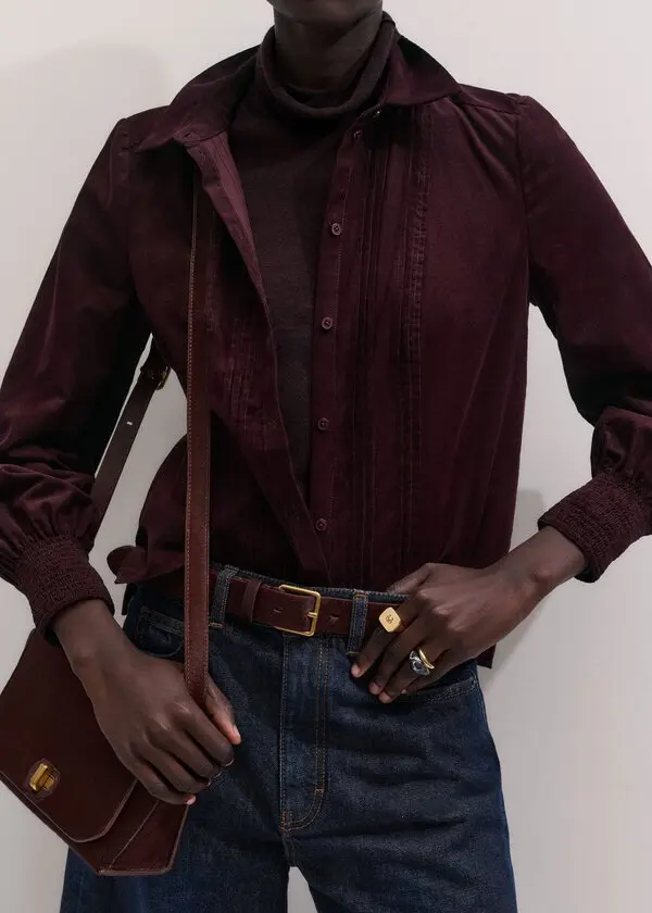 ME+EM Micro Cord Slim Fitting Blouse