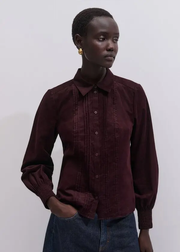 ME+EM Micro Cord Slim Fitting Blouse