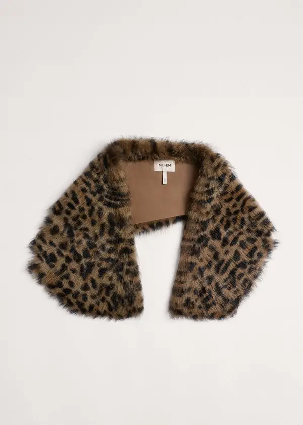 ME+EM Shearling Scarf Tan-black