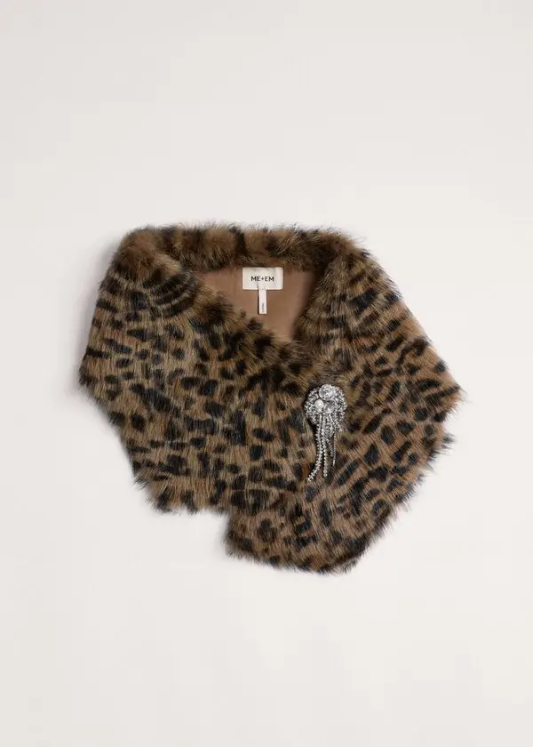 ME+EM Shearling Scarf Tan-black