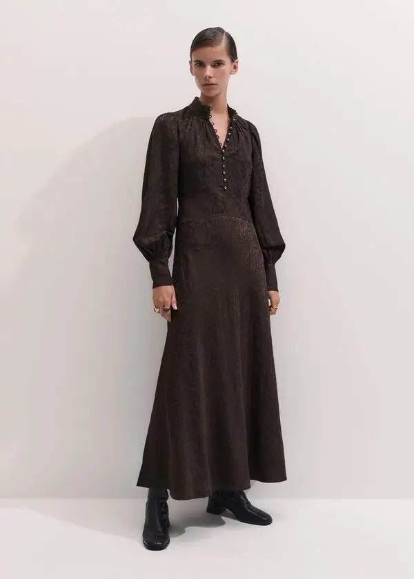 ME+EM Fluid Jacquard Volume Sleeve Maxi Dress