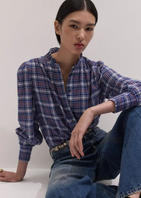 ME+EM Cotton Check Blouse
