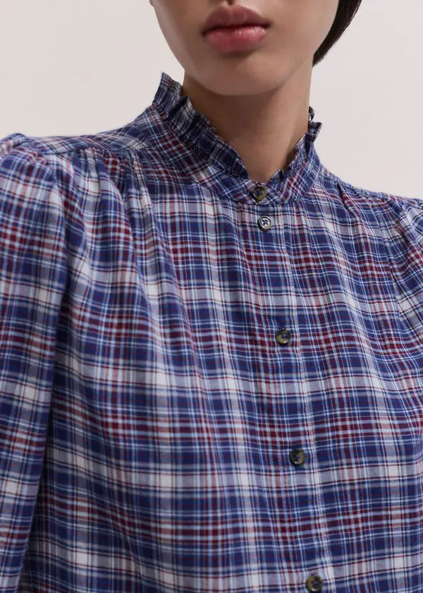 ME+EM Cotton Check Blouse