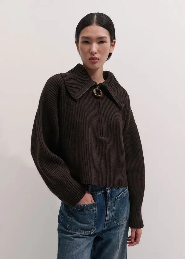 ME+EM Sculptural Zip Sweater