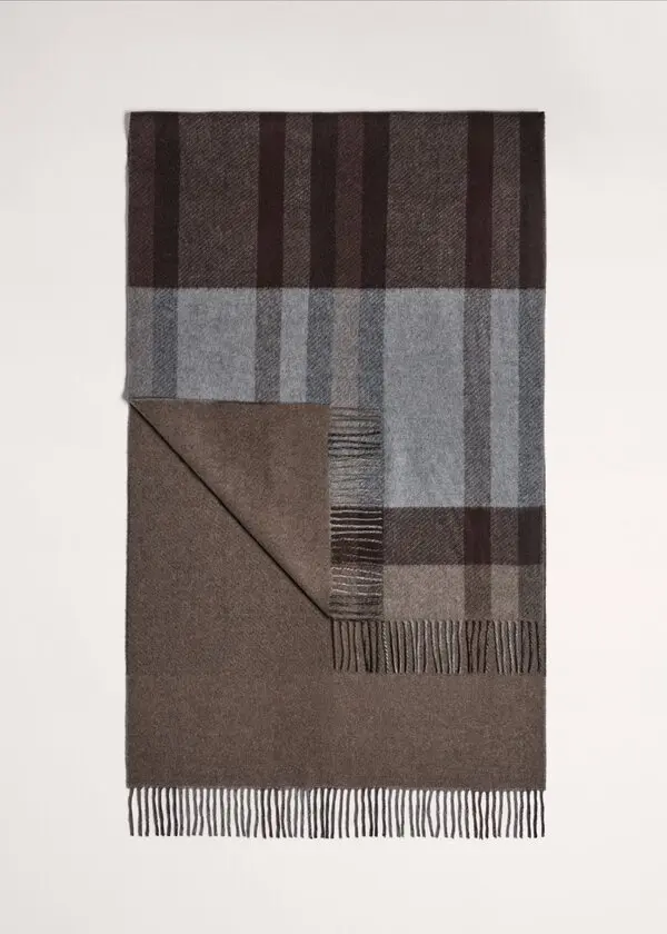ME+EM Check Double Sided Travel Scarf - Chocolate Multi