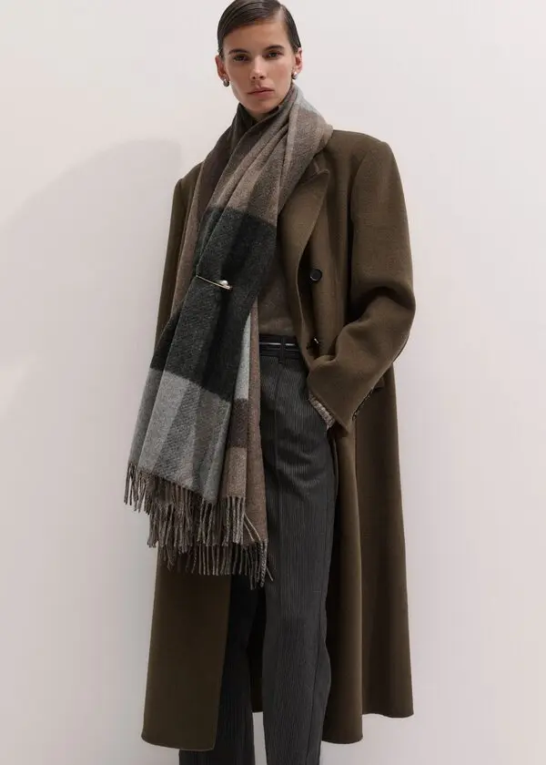 ME+EM Check Double Sided Travel Scarf