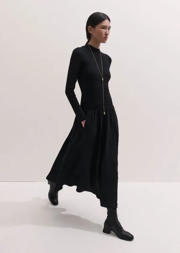 ME+EM Mixed Media Evening Maxi Dress