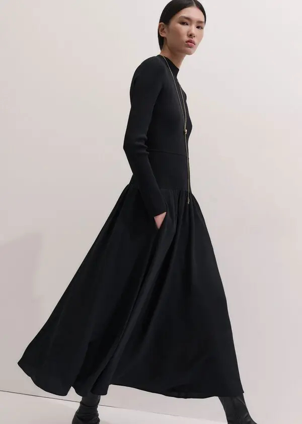 ME+EM Mixed Media Evening Maxi Dress