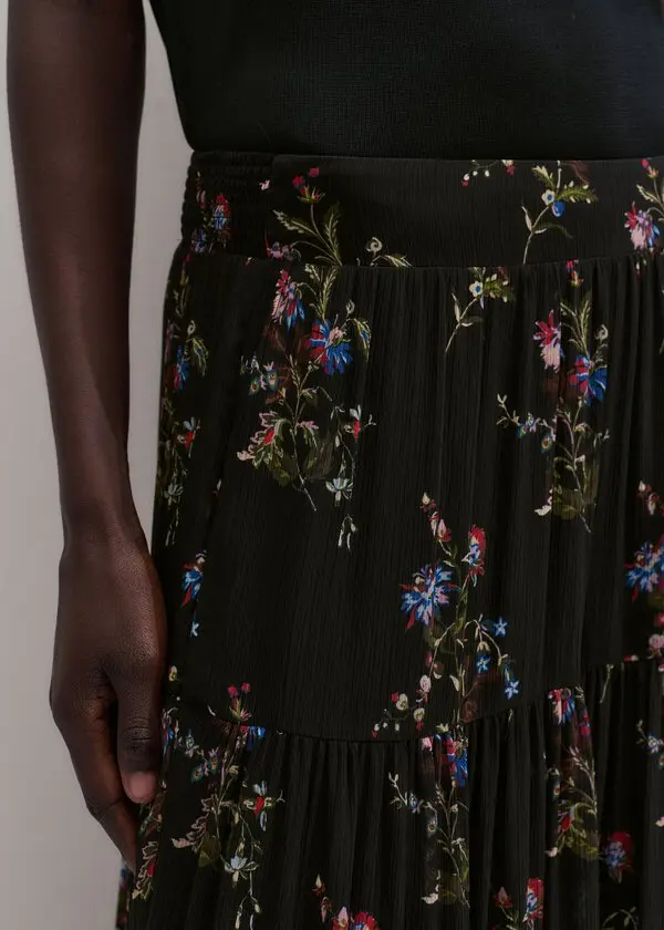 ME+EM Wild Winter Floral Print Full Length Skirt