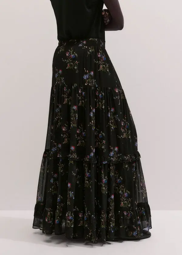 ME+EM Wild Winter Floral Print Full Length Skirt