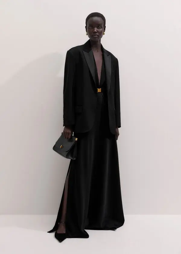 ME+EM Satin Draped Evening Full Length Dress + Modesty Panel