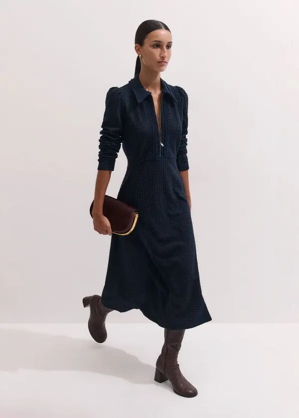 ME+EM Texture Clash Midi Dress