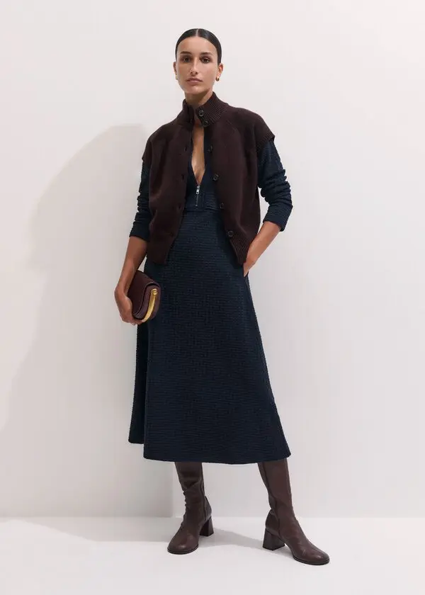 ME+EM Texture Clash Midi Dress