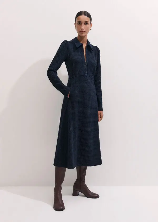 ME+EM Texture Clash Midi Dress