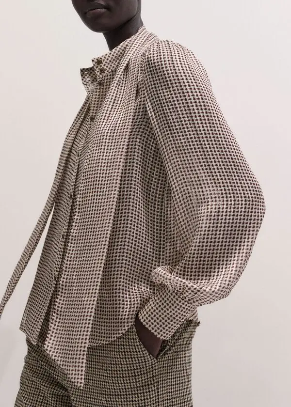 ME+EM Micro Foulard Print Blouse + Tie