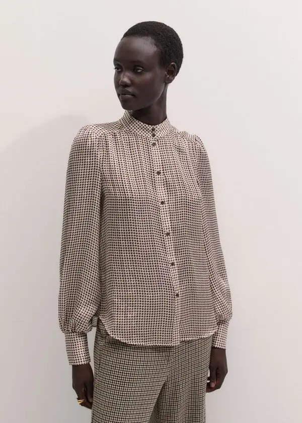 ME+EM Micro Foulard Print Blouse + Tie