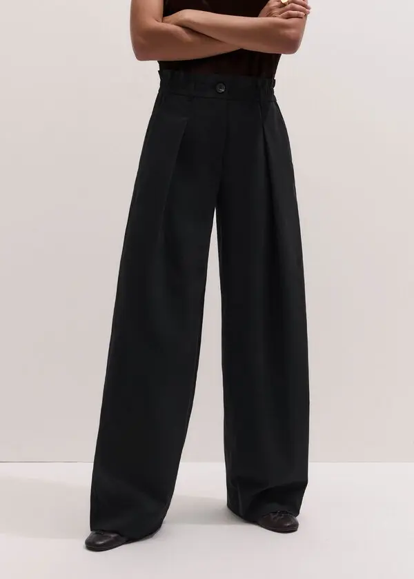 ME+EM Gathered Waist Taper Pant - Black