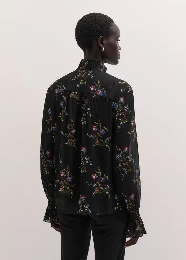 ME+EM Wild Winter Floral Print Blouse With Cami + Tie