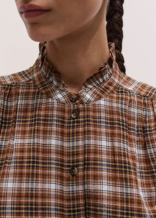 ME+EM Cotton Check Blouse