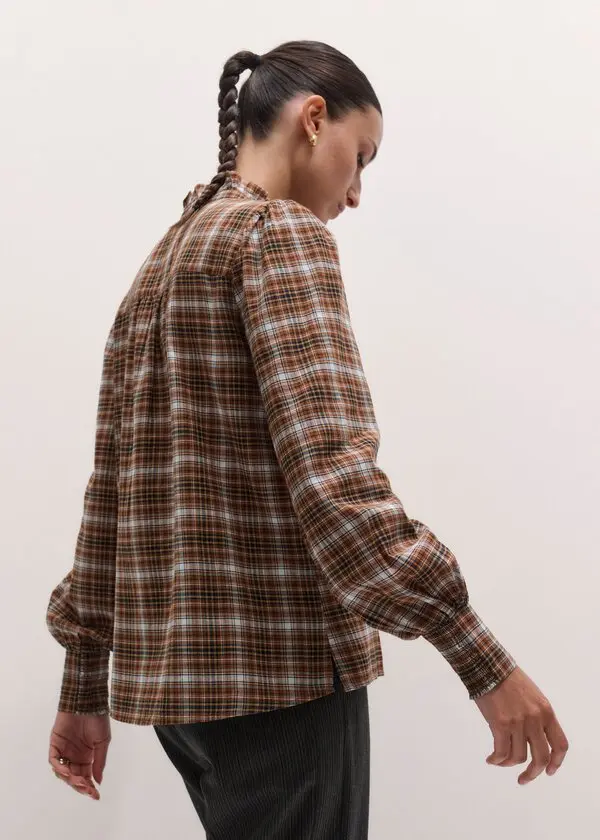 ME+EM Cotton Check Blouse