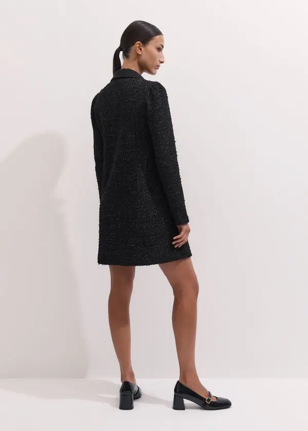 ME+EM Lurex Boucle Statement Button Mini Dress