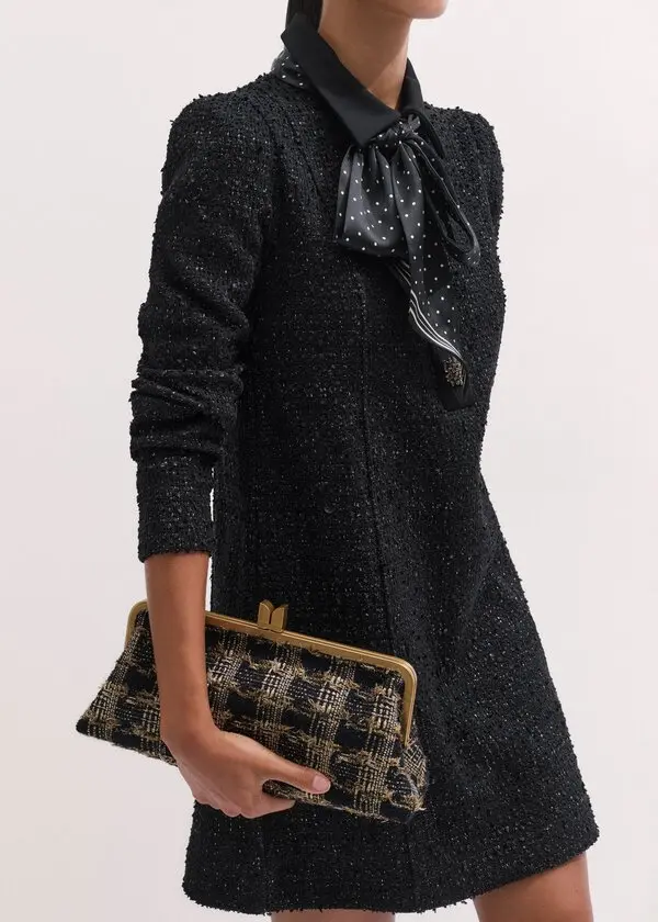ME+EM Lurex Boucle Statement Button Mini Dress