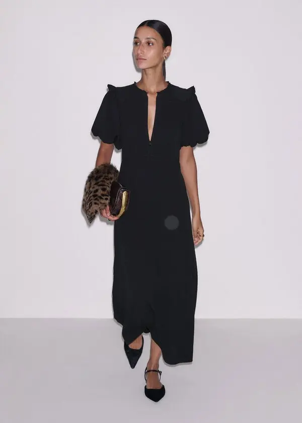 ME+EM Crepe Ruffle Sleeve Maxi Dress