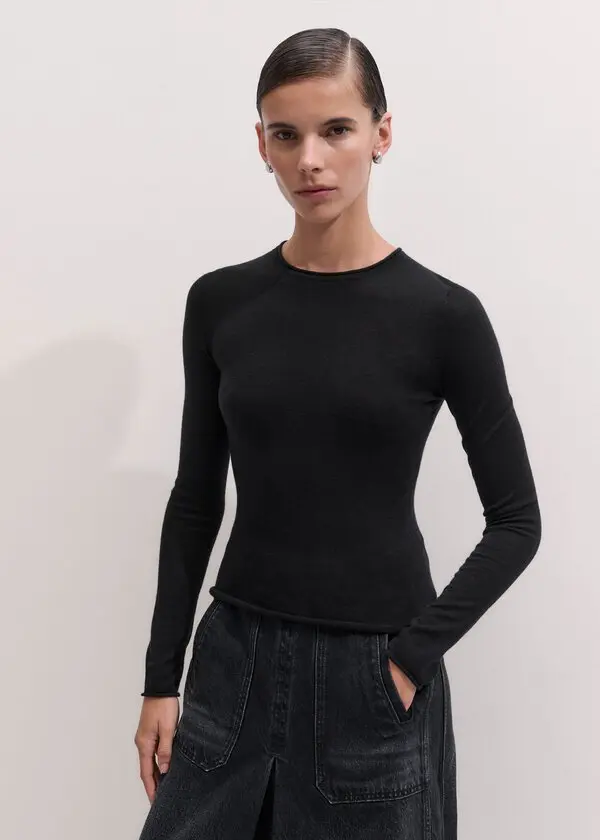ME+EM Barely There Jersey Stitch Crew Neck