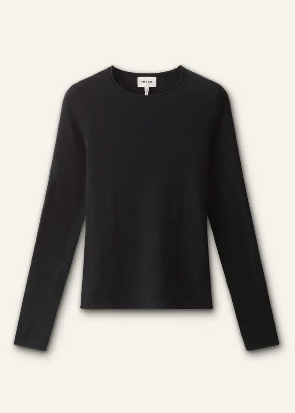 ME+EM Barely There Jersey Stitch Crew Neck - Black
