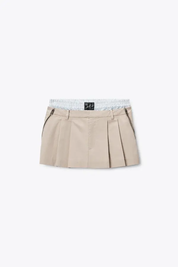 Alexander Wang Pleated Mini Skort With Boxer Waistband And Zip Details