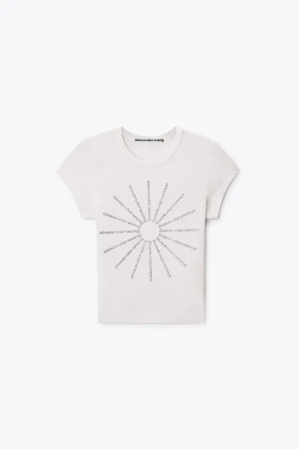 Alexander Wang Crystal Hotfix Pinwheel Fitted Tee - White