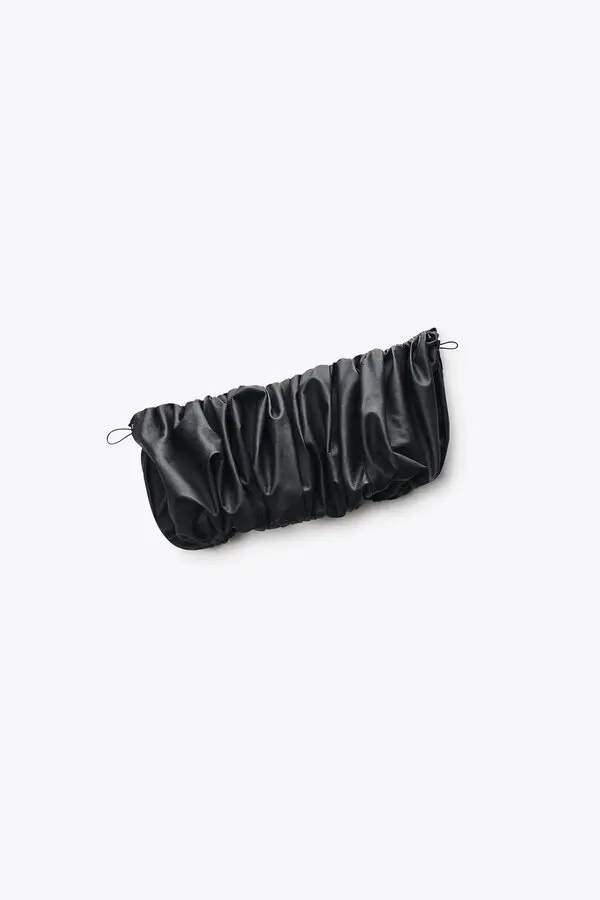 Alexander Wang Leather Cropped Off Shoulder Gathered Bra Top