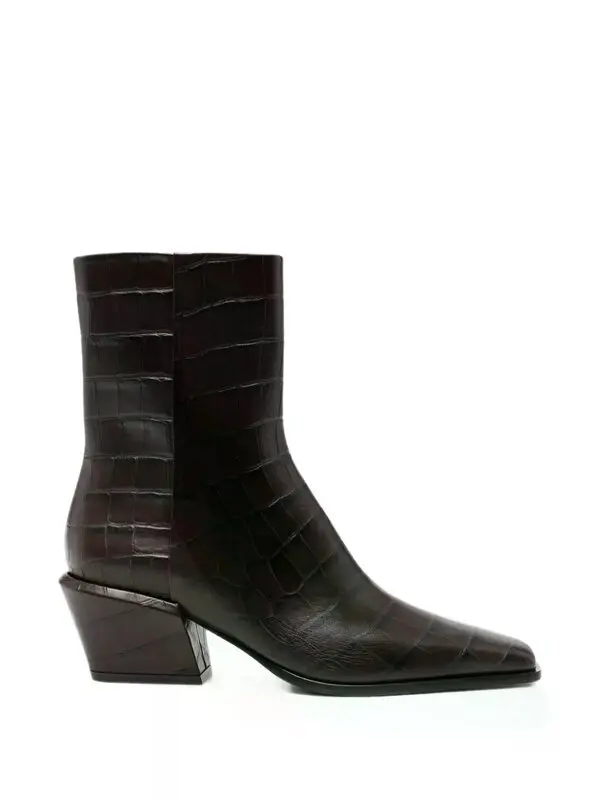 Paris Texas Croc-effect Leather Ankle Boots