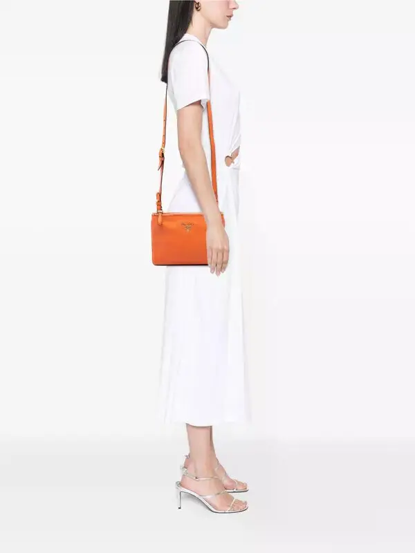 Prada 2013-2026 Vitello Phenix Double Zip Crossbody Bag