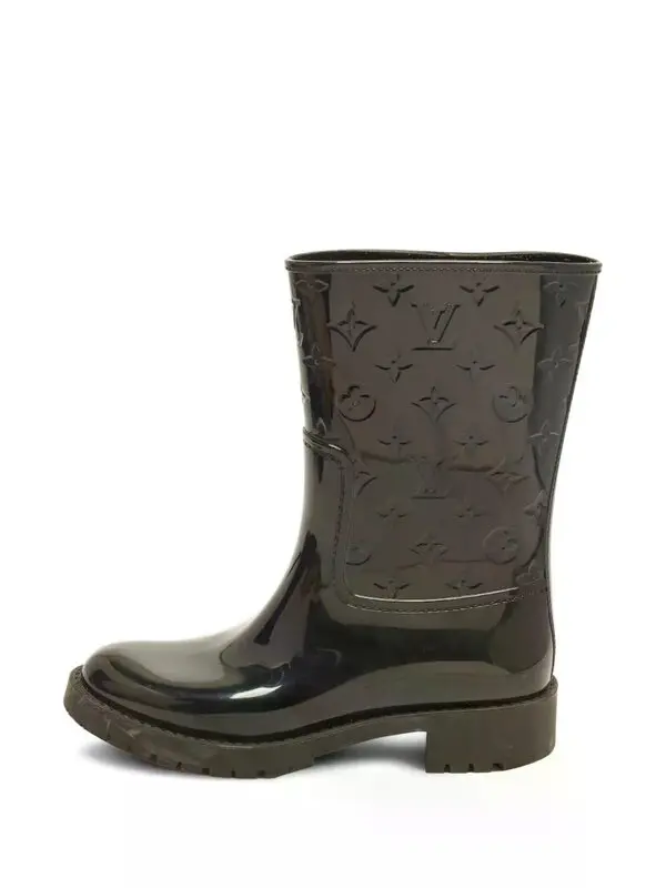 LOUIS VUITTON Monogram Embossed Rain Boots - Black