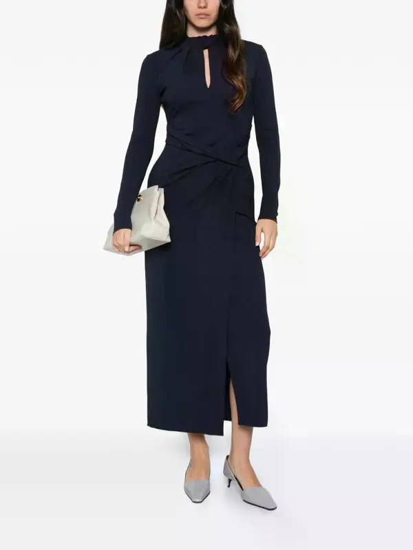 Giorgio Armani Twist-detail Keyhole-neck Midi Dress