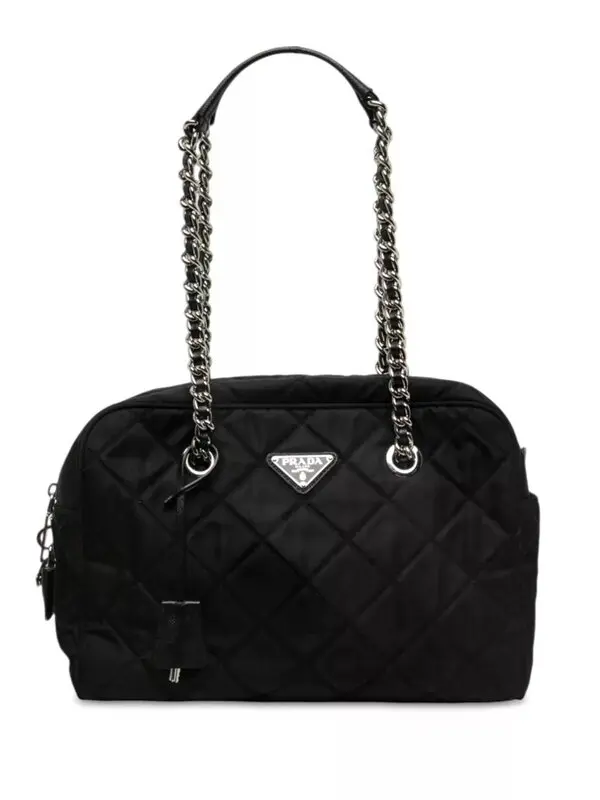 Prada 2013-2026 Impuntu Tessuto Chain Tote Bag - Black