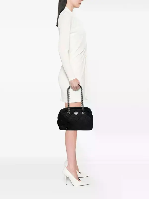 Prada 2013-2026 Impuntu Tessuto Chain Tote Bag - Black