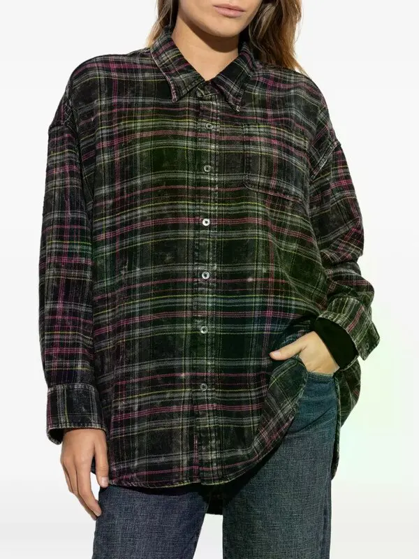 R13 Plaid-pattern Button-down Shirt