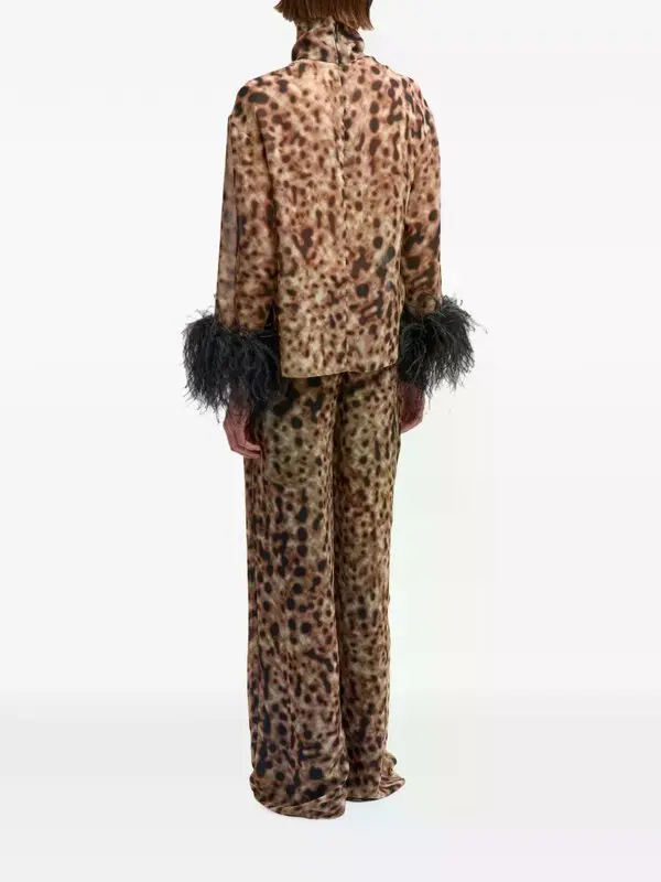 16Arlington Rocco Leopard-print Chiffon Trousers