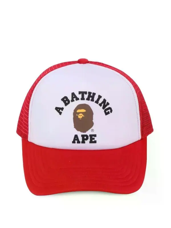 A BATHING APE College Logo-print Mesh-panel Trucker Cap - Red