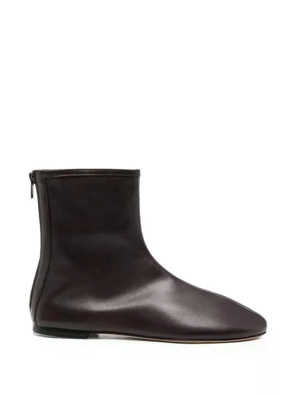 Dear Frances Rear-zip Leather Ankle Boots - Brown