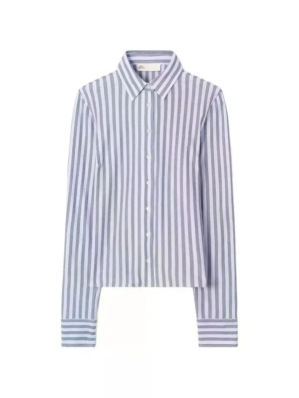 Tory Burch Striped Cotton Piqué Polo Shirt